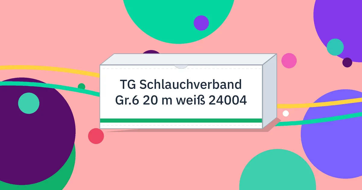 Symbolbild: Packung mit der Aufschrift TG Schlauchverband Gr.6 20 m weiß 24004 (PZN 05490730) – Verfügbarkeit und Bezug in Apotheken in Frankfurt am Main