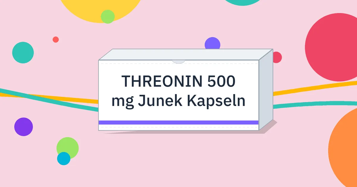 Symbolbild: Packung mit der Aufschrift THREONIN 500 mg Junek Kapseln (PZN 00135616) – Verfügbarkeit und Bezug in Apotheken in Frankfurt am Main