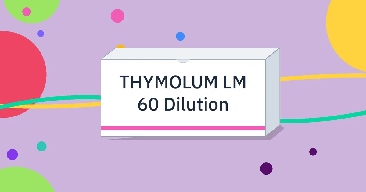 Symbolbild: Packung mit der Aufschrift THYMOLUM LM 60 Dilution (PZN 13222736) – Verfügbarkeit und Bezug in Apotheken in Frankfurt am Main