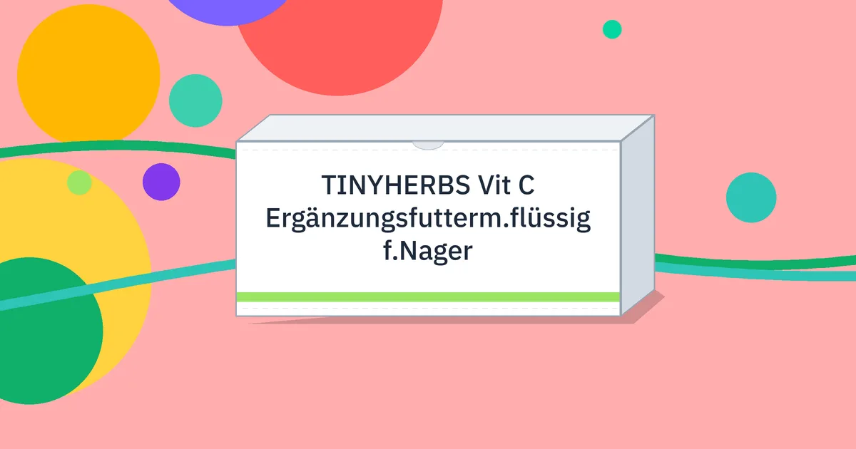 Symbolbild: Packung mit der Aufschrift TINYHERBS Vit C Ergänzungsfutterm.flüssig f.Nager (PZN 19638610) – Verfügbarkeit und Bezug in Apotheken in Frankfurt am Main
