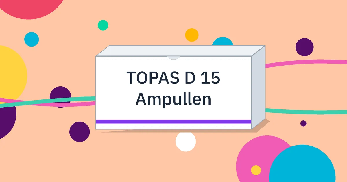 Symbolbild: Packung mit der Aufschrift TOPAS D 15 Ampullen (PZN 03660820) – Verfügbarkeit und Bezug in Apotheken in Frankfurt am Main