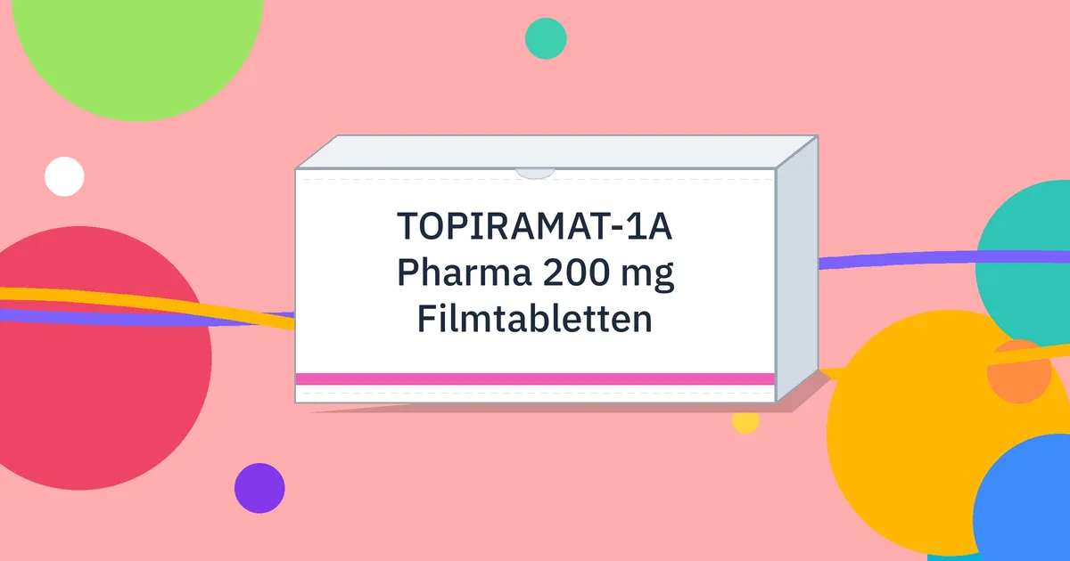 Symbolbild: Packung mit der Aufschrift TOPIRAMAT-1A Pharma 200 mg Filmtabletten (PZN 05369307) – Verfügbarkeit und Bezug in Apotheken in Frankfurt am Main