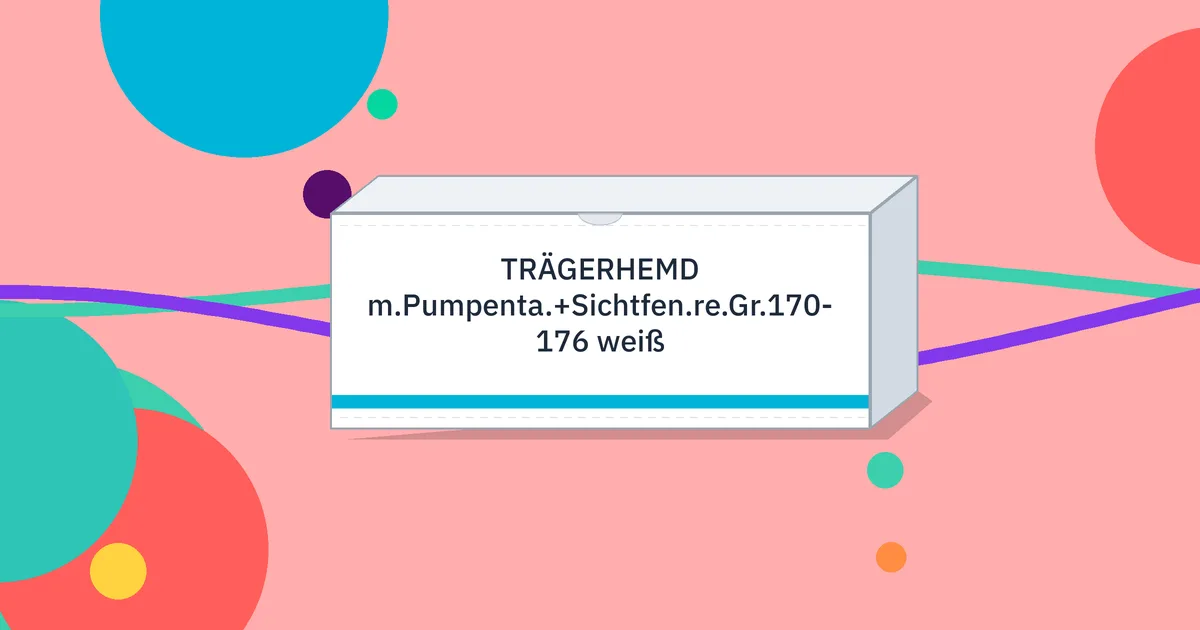 Symbolbild: Packung mit der Aufschrift TRÄGERHEMD m.Pumpenta.+Sichtfen.re.Gr.170-176 weiß (PZN 20375191) – Verfügbarkeit und Bezug in Apotheken in Frankfurt am Main