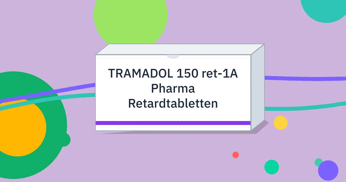 Symbolbild: Packung mit der Aufschrift TRAMADOL 150 ret-1A Pharma Retardtabletten (PZN 03480851) – Verfügbarkeit und Bezug in Apotheken in Frankfurt am Main