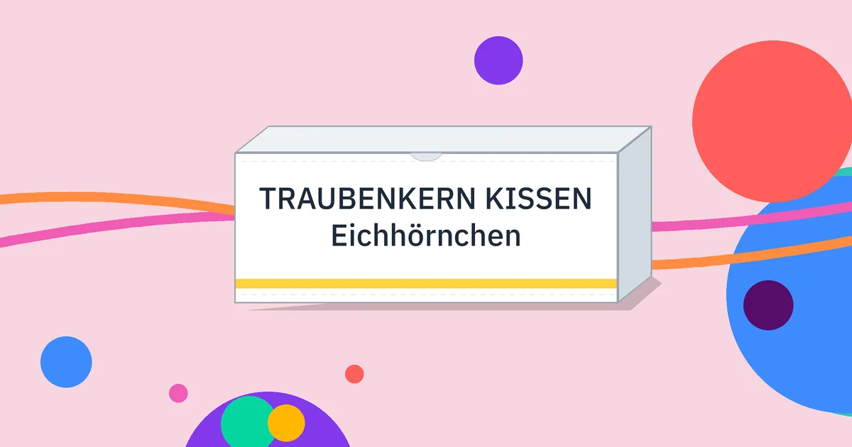 Symbolbild: Packung mit der Aufschrift TRAUBENKERN KISSEN Eichhörnchen (PZN 16511369) – Verfügbarkeit und Bezug in Apotheken in Frankfurt am Main
