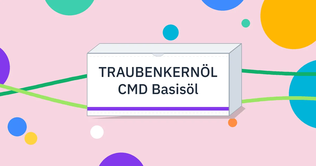 Symbolbild: Packung mit der Aufschrift TRAUBENKERNÖL CMD Basisöl (PZN 16122691) – Verfügbarkeit und Bezug in Apotheken in Frankfurt am Main