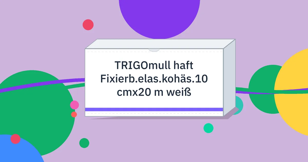 Symbolbild: Packung mit der Aufschrift TRIGOmull haft Fixierb.elas.kohäs.10 cmx20 m weiß (PZN 00049584) – Verfügbarkeit und Bezug in Apotheken in Frankfurt am Main