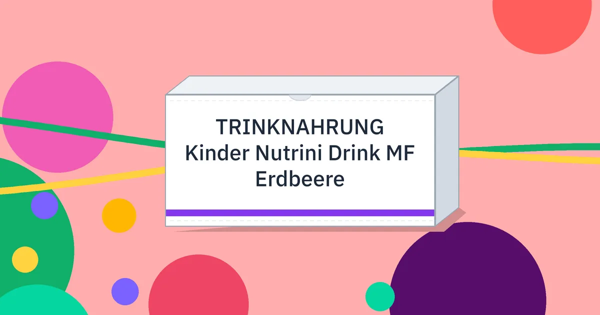 Symbolbild: Packung mit der Aufschrift TRINKNAHRUNG Kinder Nutrini Drink MF Erdbeere (PZN 13228851) – Verfügbarkeit und Bezug in Apotheken in Frankfurt am Main