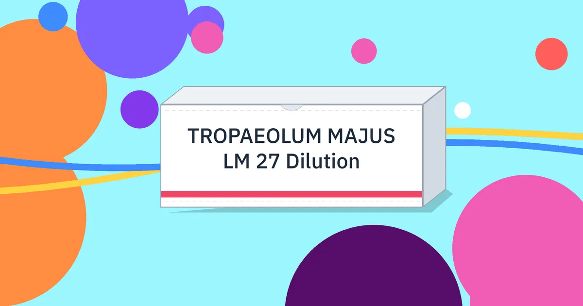 Symbolbild: Packung mit der Aufschrift TROPAEOLUM MAJUS LM 27 Dilution (PZN 13253205) – Verfügbarkeit und Bezug in Apotheken in Frankfurt am Main