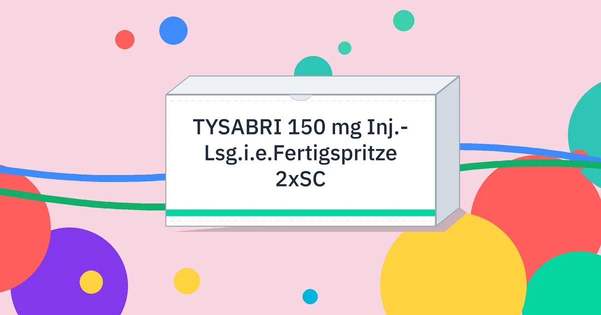 Symbolbild: Packung mit der Aufschrift TYSABRI 150 mg Inj.-Lsg.i.e.Fertigspritze 2xSC (PZN 17824952) – Verfügbarkeit und Bezug in Apotheken in Frankfurt am Main