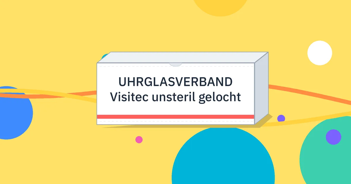 Symbolbild: Packung mit der Aufschrift UHRGLASVERBAND Visitec unsteril gelocht (PZN 11653774) – Verfügbarkeit und Bezug in Apotheken in Frankfurt am Main