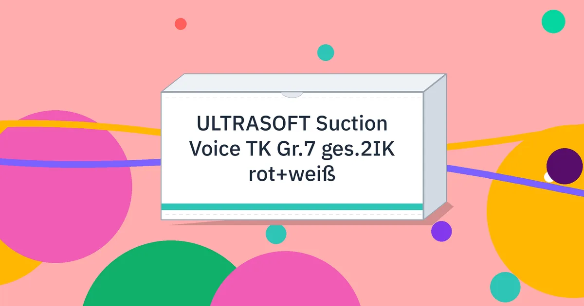 Symbolbild: Packung mit der Aufschrift ULTRASOFT Suction Voice TK Gr.7 ges.2IK rot+weiß (PZN 10731590) – Verfügbarkeit und Bezug in Apotheken in Frankfurt am Main