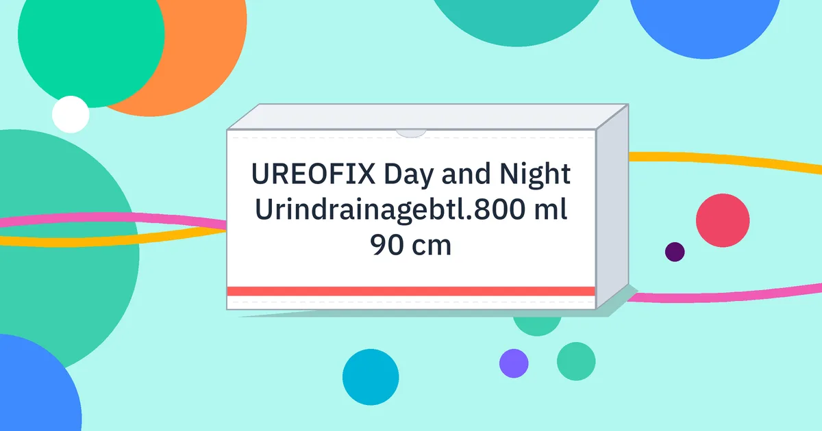Symbolbild: Packung mit der Aufschrift UREOFIX Day and Night Urindrainagebtl.800 ml 90 cm (PZN 06941494) – Verfügbarkeit und Bezug in Apotheken in Frankfurt am Main