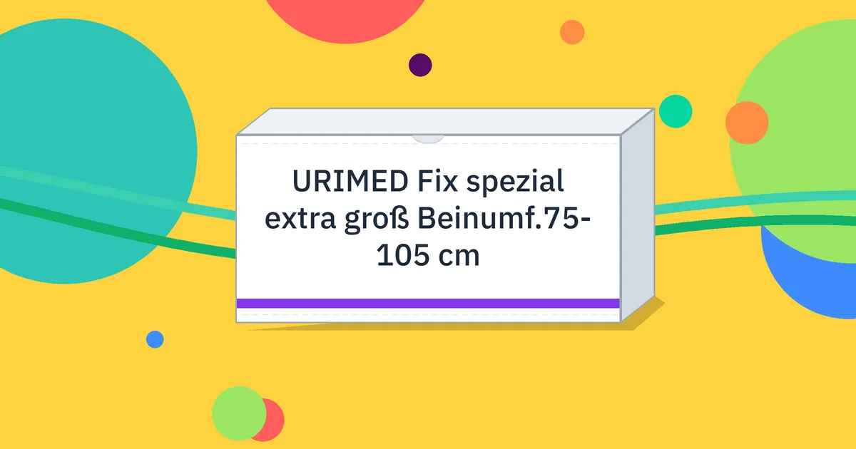 Symbolbild: Packung mit der Aufschrift URIMED Fix spezial extra groß Beinumf.75-105 cm (PZN 00853257) – Verfügbarkeit und Bezug in Apotheken in Frankfurt am Main