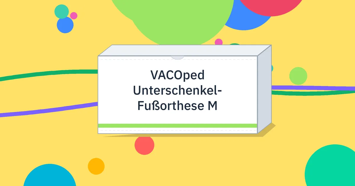 Symbolbild: Packung mit der Aufschrift VACOped Unterschenkel-Fußorthese M (PZN 03160282) – Verfügbarkeit und Bezug in Apotheken in Frankfurt am Main