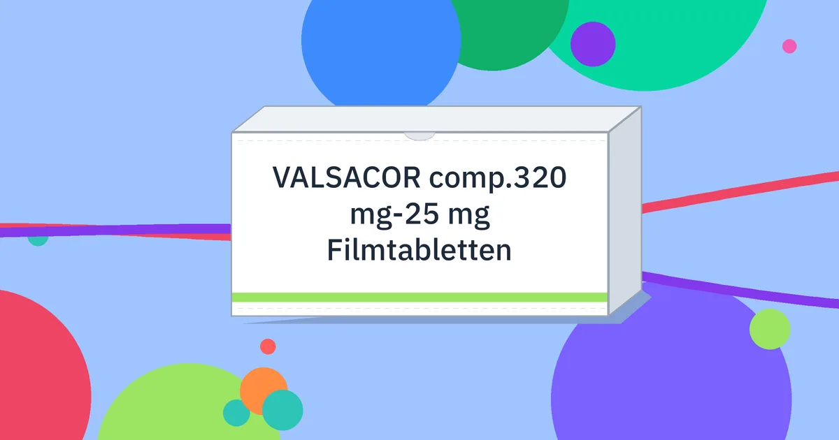 Symbolbild: Packung mit der Aufschrift VALSACOR comp.320 mg-25 mg Filmtabletten (PZN 08473560) – Verfügbarkeit und Bezug in Apotheken in Frankfurt am Main