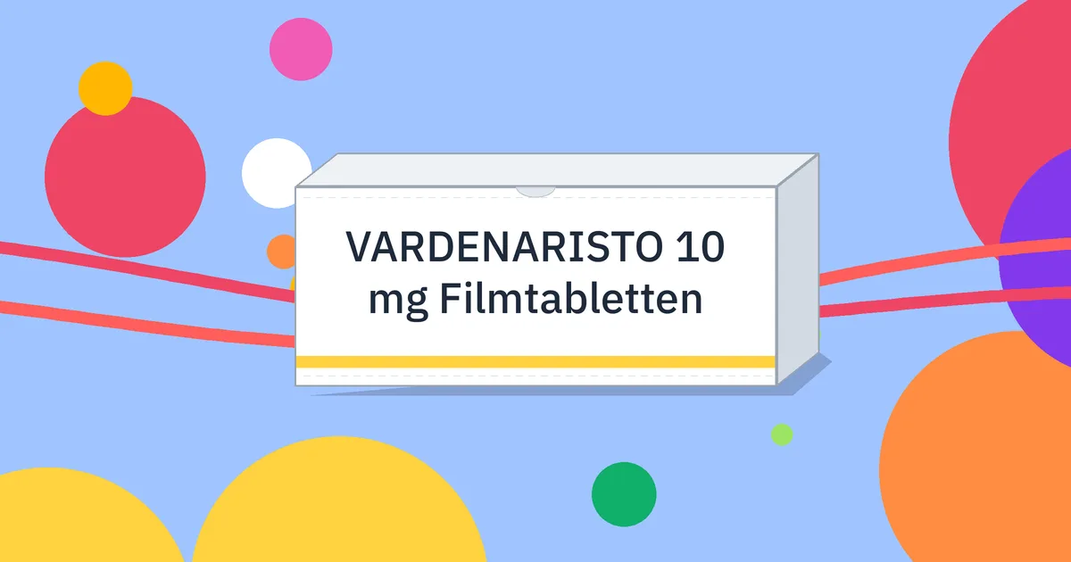 Symbolbild: Packung mit der Aufschrift VARDENARISTO 10 mg Filmtabletten (PZN 14131527) – Verfügbarkeit und Bezug in Apotheken in Frankfurt am Main