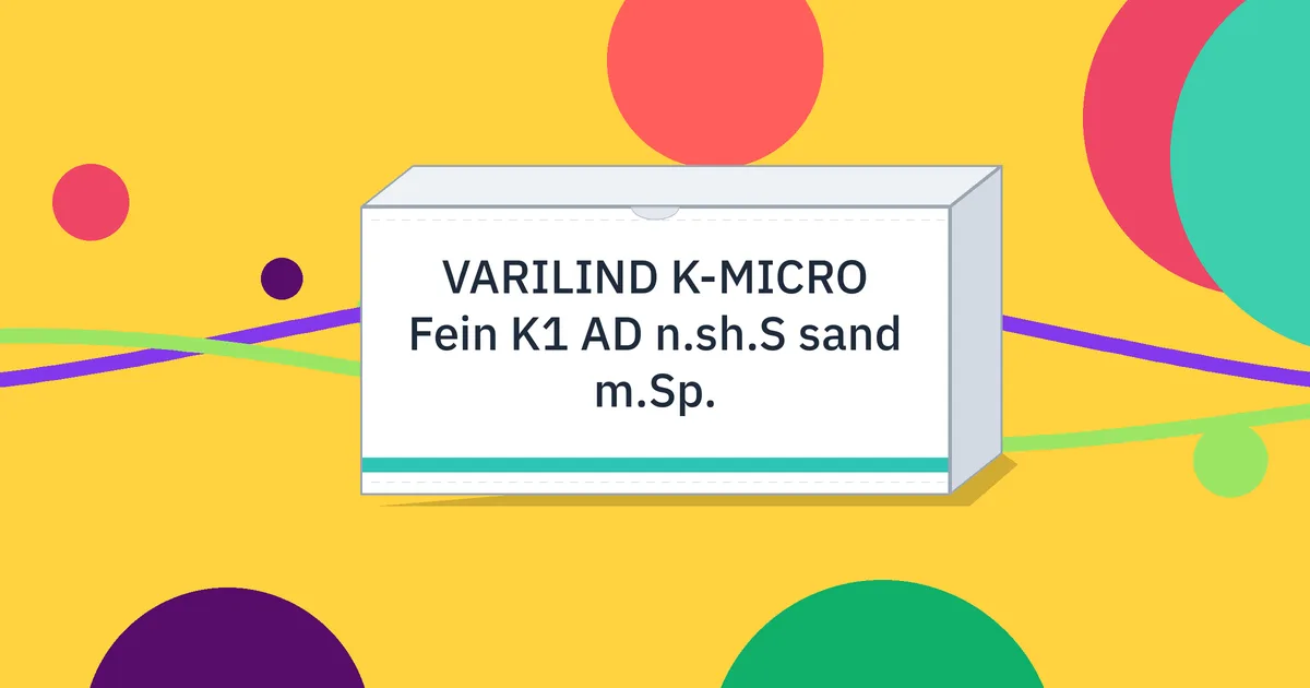 Symbolbild: Packung mit der Aufschrift VARILIND K-MICRO Fein K1 AD n.sh.S sand m.Sp. (PZN 20618819) – Verfügbarkeit und Bezug in Apotheken in Frankfurt am Main