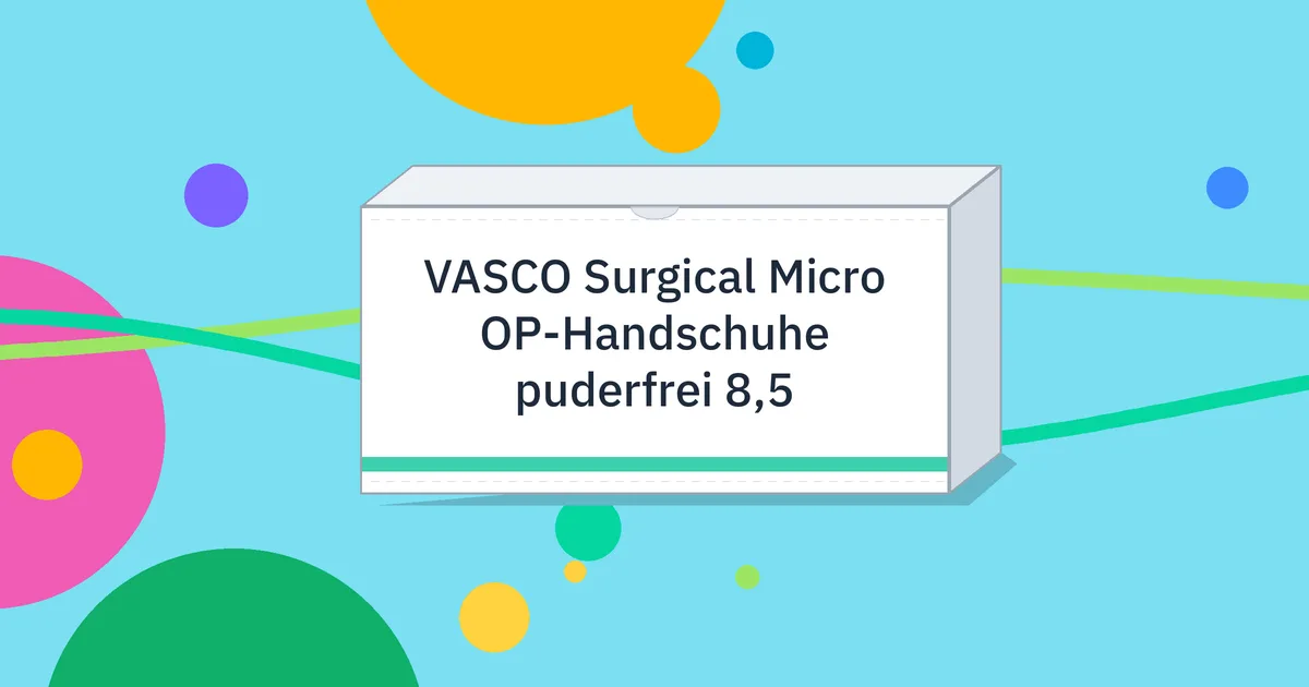 Symbolbild: Packung mit der Aufschrift VASCO Surgical Micro OP-Handschuhe puderfrei 8,5 (PZN 11596591) – Verfügbarkeit und Bezug in Apotheken in Frankfurt am Main