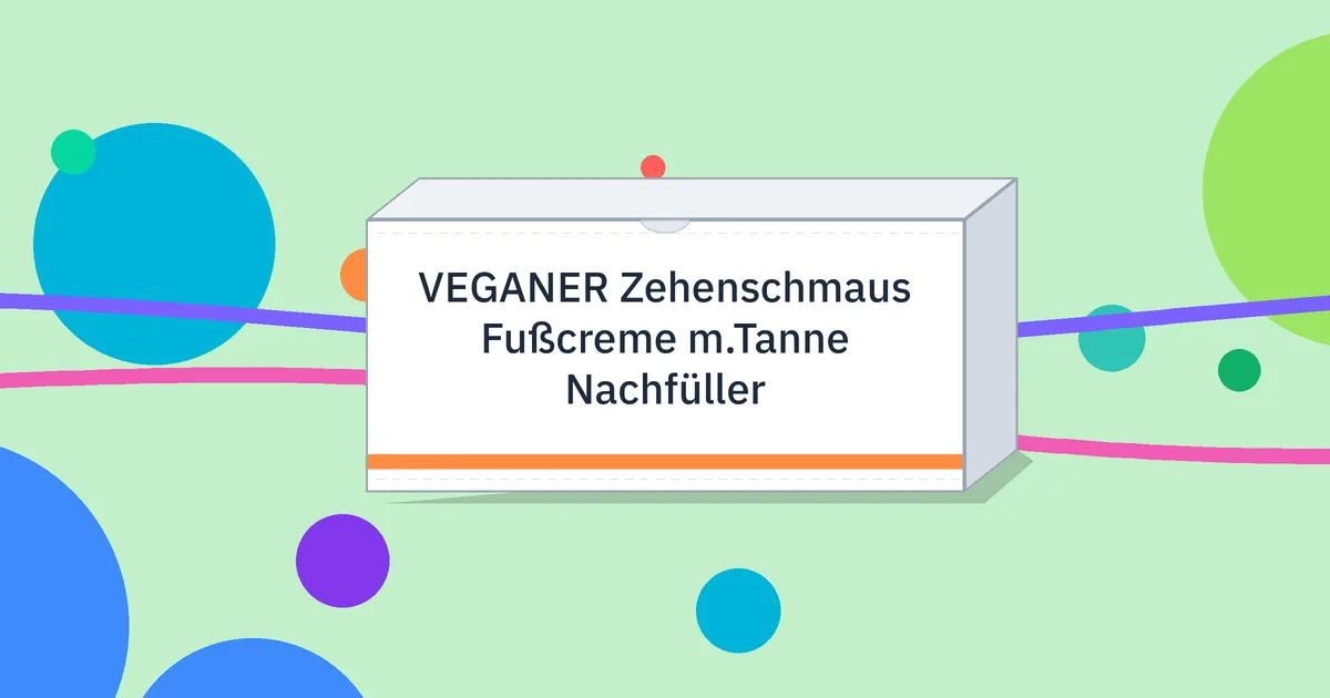 Symbolbild: Packung mit der Aufschrift VEGANER Zehenschmaus Fußcreme m.Tanne Nachfüller (PZN 17904668) – Verfügbarkeit und Bezug in Apotheken in Frankfurt am Main