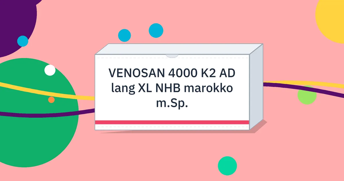 Symbolbild: Packung mit der Aufschrift VENOSAN 4000 K2 AD lang XL NHB marokko m.Sp. (PZN 14425789) – Verfügbarkeit und Bezug in Apotheken in Frankfurt am Main