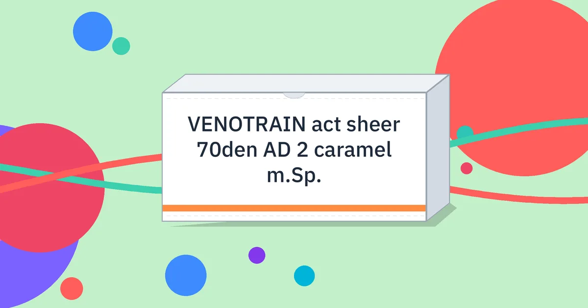 Symbolbild: Packung mit der Aufschrift VENOTRAIN act sheer 70den AD 2 caramel m.Sp. (PZN 16208671) – Verfügbarkeit und Bezug in Apotheken in Frankfurt am Main
