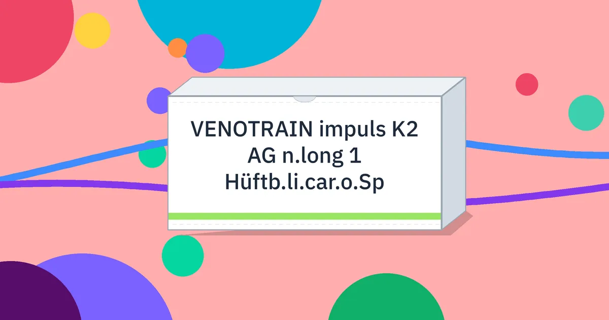 Symbolbild: Packung mit der Aufschrift VENOTRAIN impuls K2 AG n.long 1 Hüftb.li.car.o.Sp (PZN 08423970) – Verfügbarkeit und Bezug in Apotheken in Frankfurt am Main