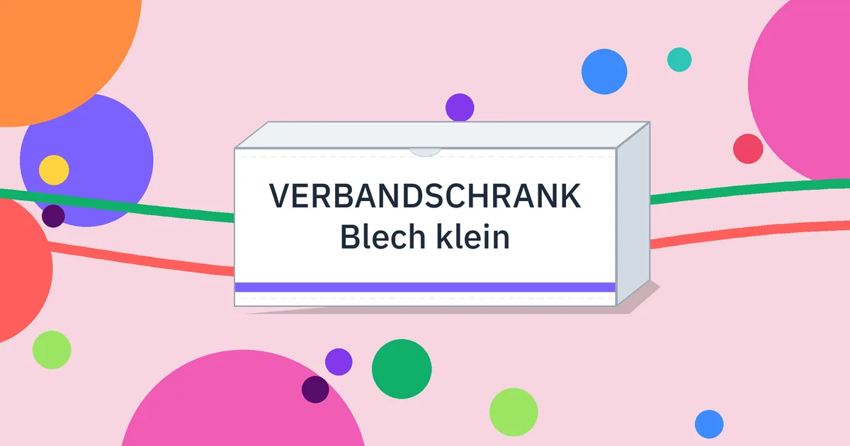 Symbolbild: Packung mit der Aufschrift VERBANDSCHRANK Blech klein (PZN 01723657) – Verfügbarkeit und Bezug in Apotheken in Frankfurt am Main