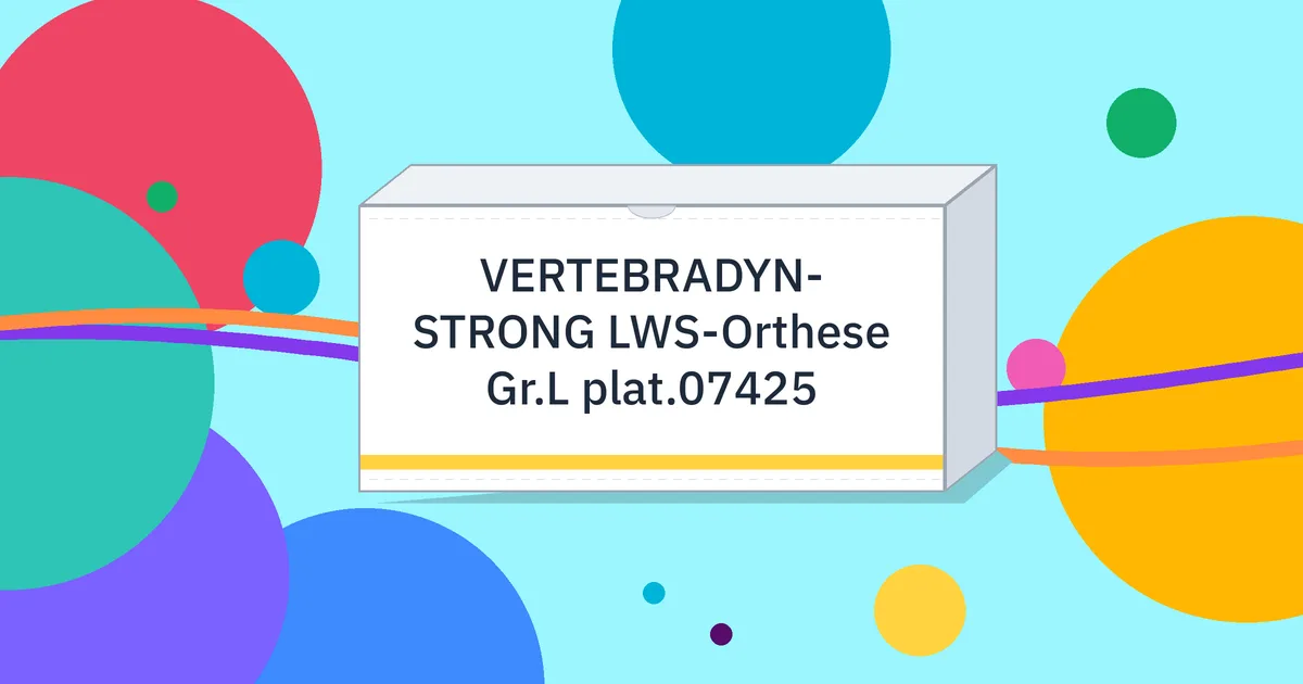 Symbolbild: Packung mit der Aufschrift VERTEBRADYN-STRONG LWS-Orthese Gr.L plat.07425 (PZN 06826847) – Verfügbarkeit und Bezug in Apotheken in Frankfurt am Main