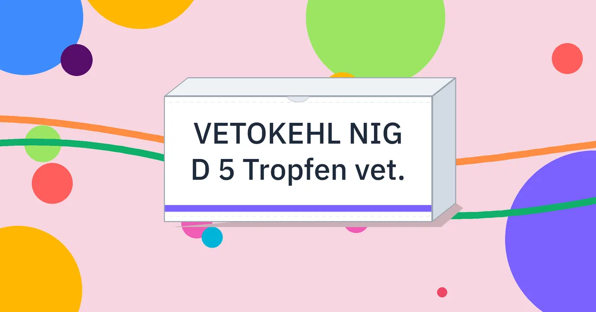 Symbolbild: Packung mit der Aufschrift VETOKEHL NIG D 5 Tropfen vet. (PZN 04599560) – Verfügbarkeit und Bezug in Apotheken in Frankfurt am Main