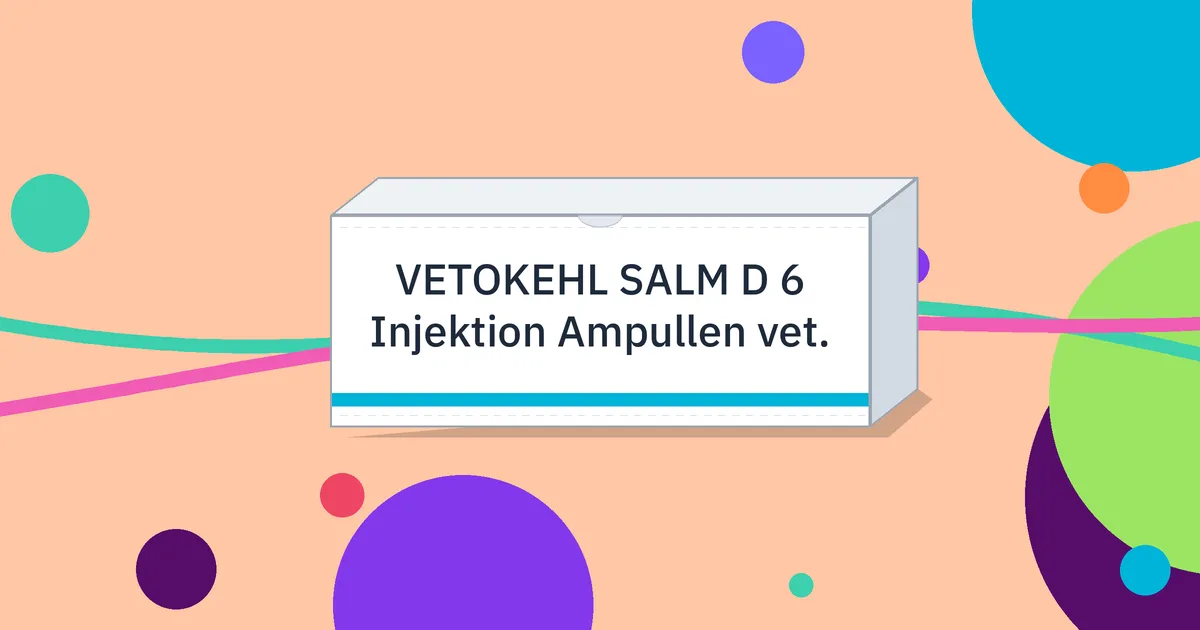 Symbolbild: Packung mit der Aufschrift VETOKEHL SALM D 6 Injektion Ampullen vet. (PZN 00163280) – Verfügbarkeit und Bezug in Apotheken in Frankfurt am Main
