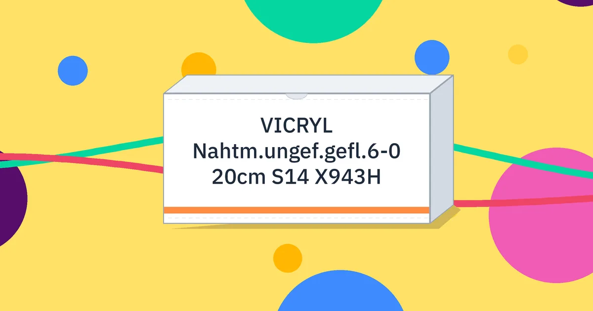Symbolbild: Packung mit der Aufschrift VICRYL Nahtm.ungef.gefl.6-0 20cm S14 X943H (PZN 16393711) – Verfügbarkeit und Bezug in Apotheken in Frankfurt am Main