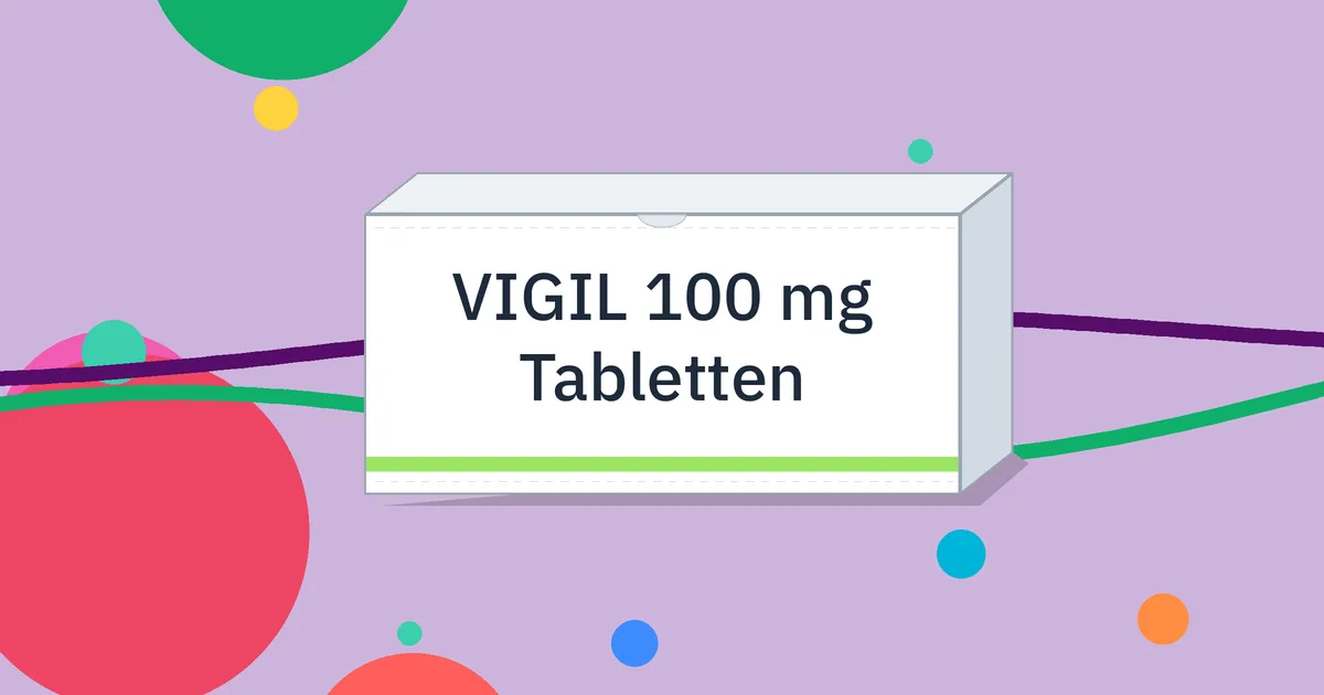Symbolbild: Packung mit der Aufschrift VIGIL 100 mg Tabletten (PZN 00044061) – Verfügbarkeit und Bezug in Apotheken in Frankfurt am Main