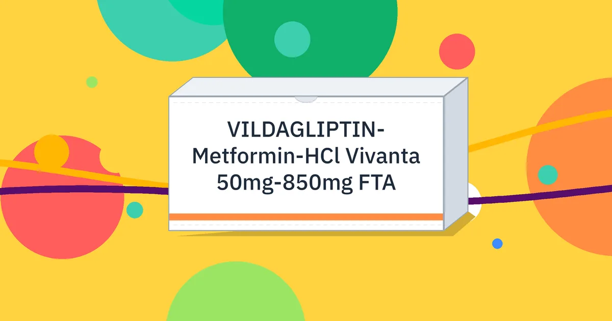 Symbolbild: Packung mit der Aufschrift VILDAGLIPTIN-Metformin-HCl Vivanta 50mg-850mg FTA (PZN 19843787) – Verfügbarkeit und Bezug in Apotheken in Frankfurt am Main