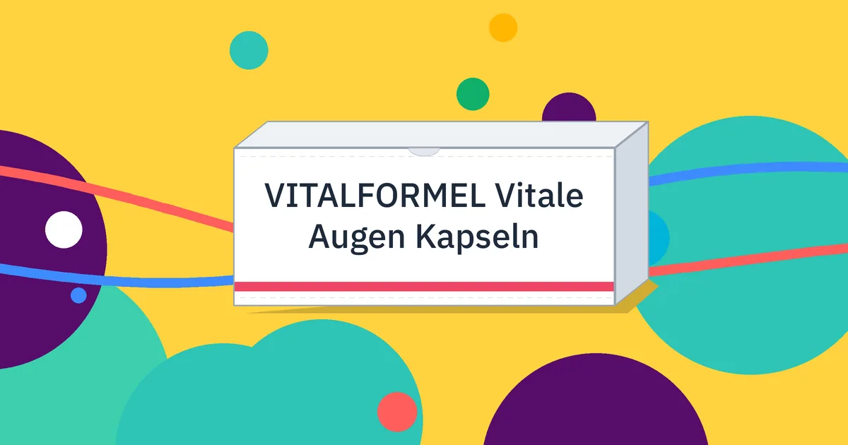 Symbolbild: Packung mit der Aufschrift VITALFORMEL Vitale Augen Kapseln (PZN 06798105) – Verfügbarkeit und Bezug in Apotheken in Frankfurt am Main