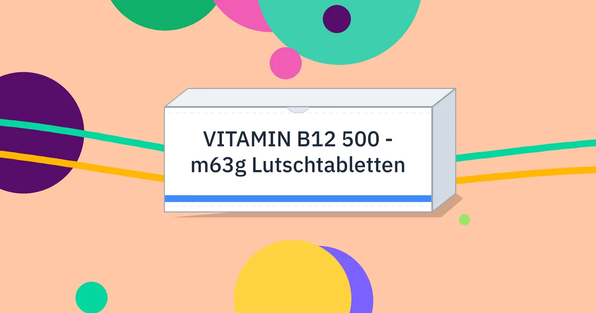 Symbolbild: Packung mit der Aufschrift VITAMIN B12 500 -m63g Lutschtabletten (PZN 11161284) – Verfügbarkeit und Bezug in Apotheken in Frankfurt am Main