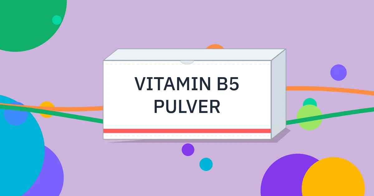 Symbolbild: Packung mit der Aufschrift VITAMIN B5 PULVER (PZN 16837444) – Verfügbarkeit und Bezug in Apotheken in Frankfurt am Main