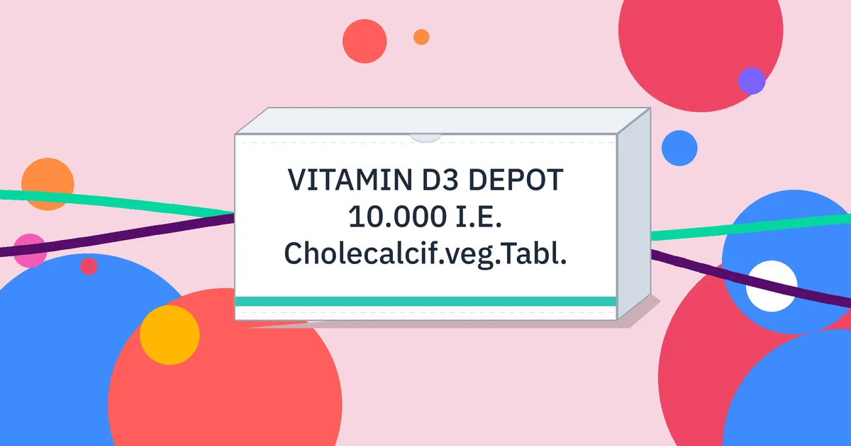Symbolbild: Packung mit der Aufschrift VITAMIN D3 DEPOT 10.000 I.E. Cholecalcif.veg.Tabl. (PZN 18236393) – Verfügbarkeit und Bezug in Apotheken in Frankfurt am Main