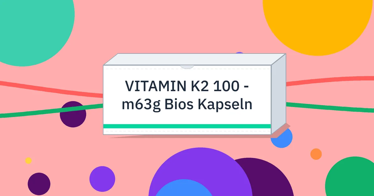 Symbolbild: Packung mit der Aufschrift VITAMIN K2 100 -m63g Bios Kapseln (PZN 10335664) – Verfügbarkeit und Bezug in Apotheken in Frankfurt am Main