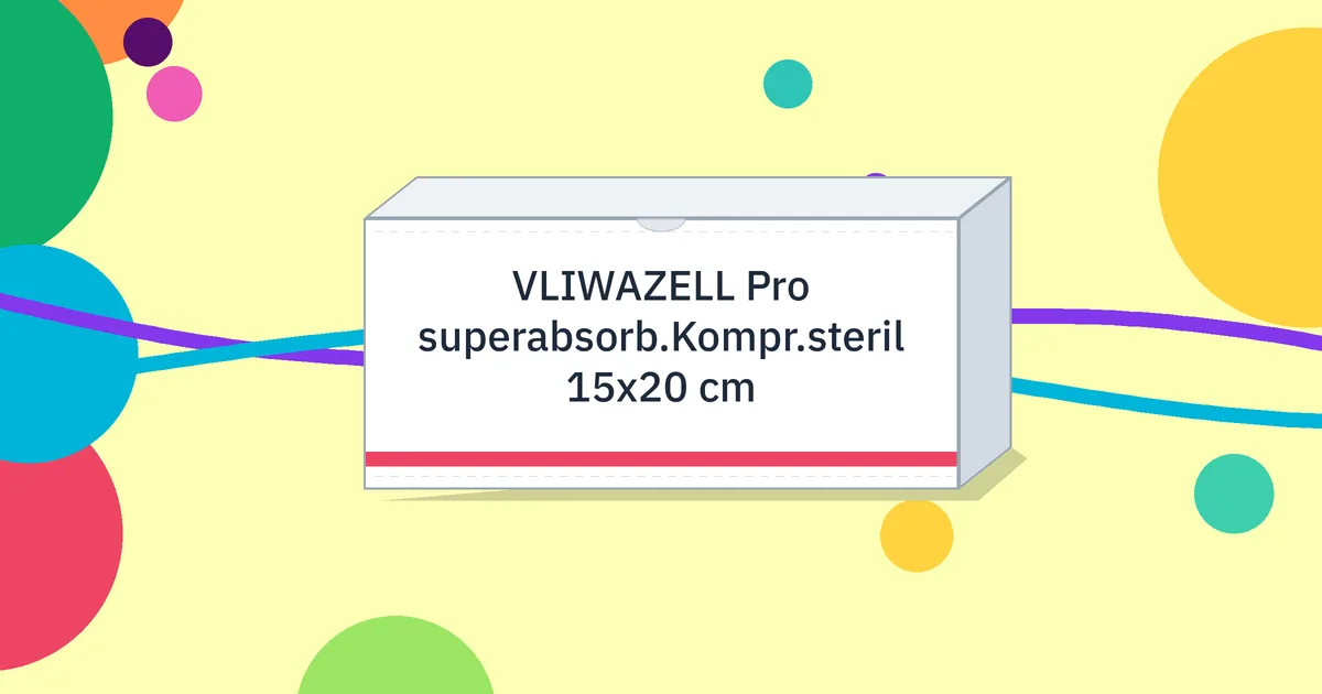 Symbolbild: Packung mit der Aufschrift VLIWAZELL Pro superabsorb.Kompr.steril 15x20 cm (PZN 18455215) – Verfügbarkeit und Bezug in Apotheken in Frankfurt am Main