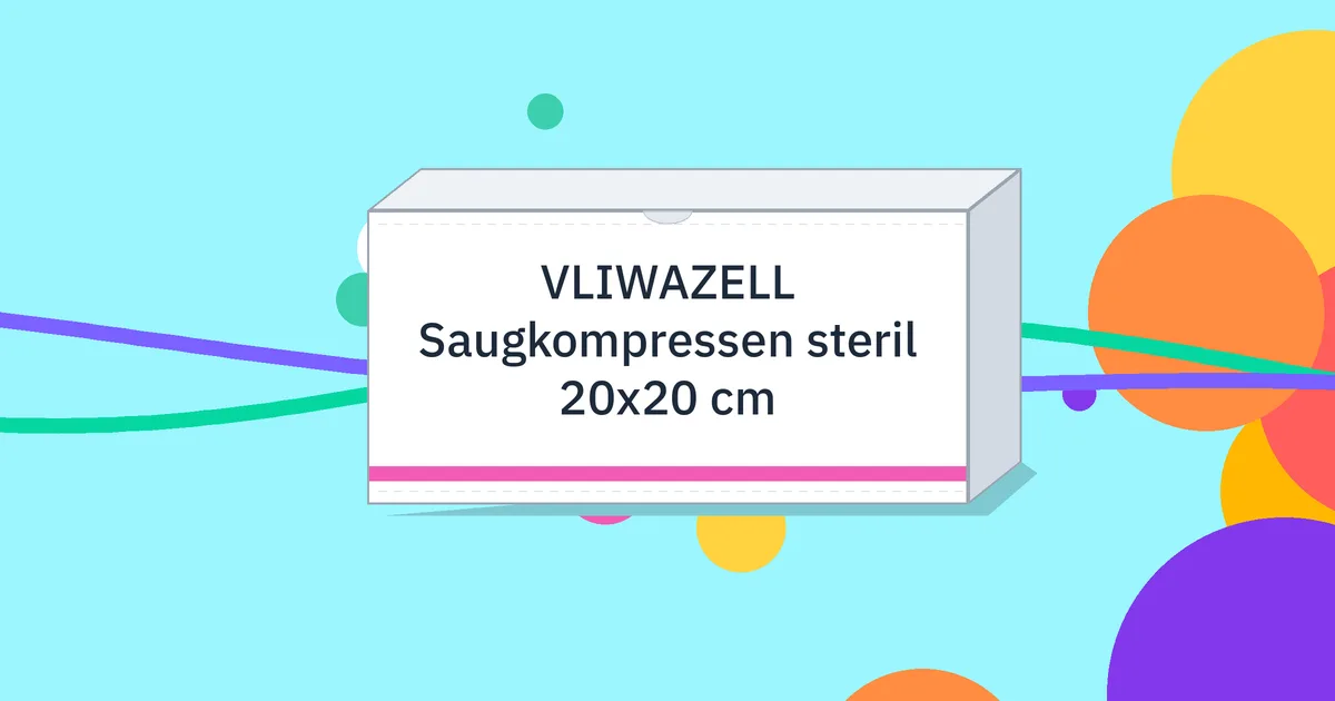 Symbolbild: Packung mit der Aufschrift VLIWAZELL Saugkompressen steril 20x20 cm (PZN 17435400) – Verfügbarkeit und Bezug in Apotheken in Frankfurt am Main