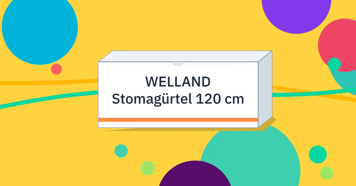 Symbolbild: Packung mit der Aufschrift WELLAND Stomagürtel 120 cm (PZN 11058132) – Verfügbarkeit und Bezug in Apotheken in Frankfurt am Main
