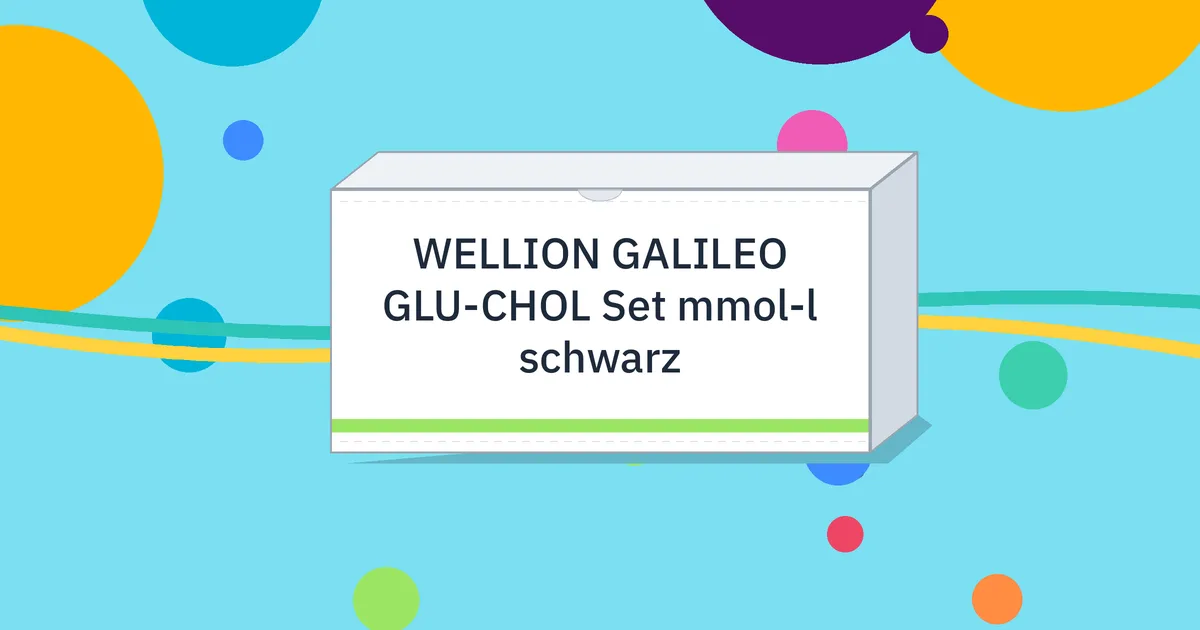 Symbolbild: Packung mit der Aufschrift WELLION GALILEO GLU-CHOL Set mmol-l schwarz (PZN 12470231) – Verfügbarkeit und Bezug in Apotheken in Frankfurt am Main