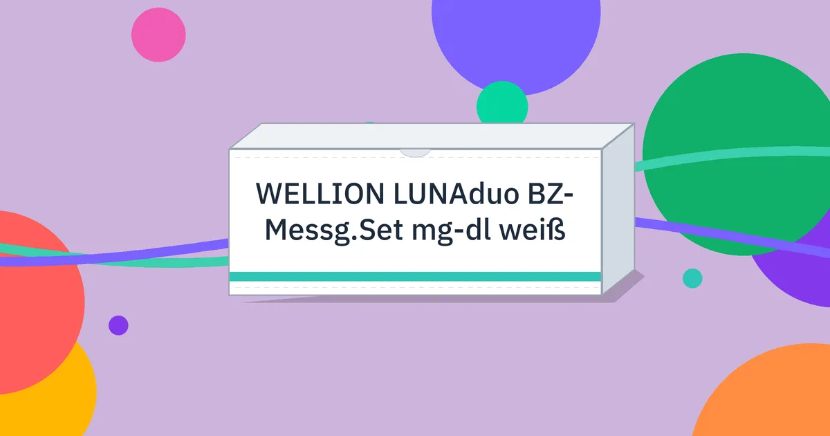 Symbolbild: Packung mit der Aufschrift WELLION LUNAduo BZ-Messg.Set mg-dl weiß (PZN 00853688) – Verfügbarkeit und Bezug in Apotheken in Frankfurt am Main