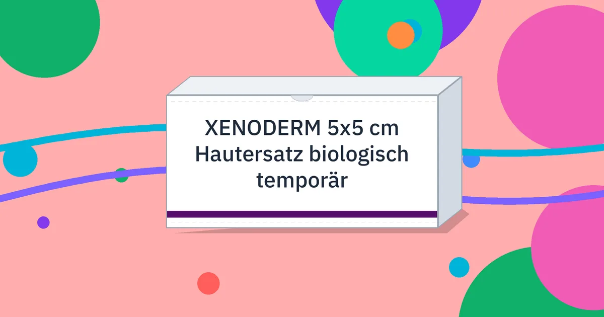 Symbolbild: Packung mit der Aufschrift XENODERM 5x5 cm Hautersatz biologisch temporär (PZN 11890155) – Verfügbarkeit und Bezug in Apotheken in Frankfurt am Main