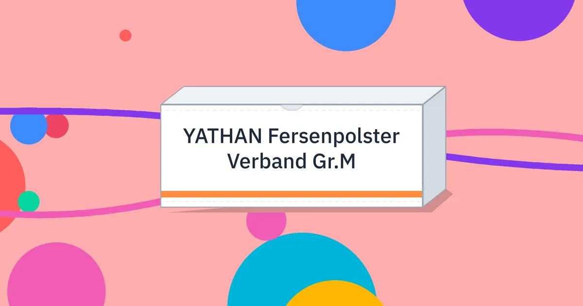 Symbolbild: Packung mit der Aufschrift YATHAN Fersenpolster Verband Gr.M (PZN 13358430) – Verfügbarkeit und Bezug in Apotheken in Frankfurt am Main