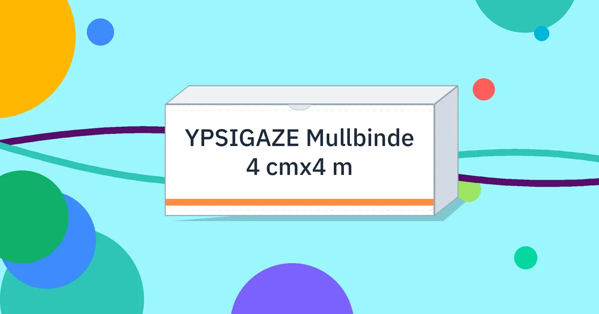 Symbolbild: Packung mit der Aufschrift YPSIGAZE Mullbinde 4 cmx4 m (PZN 12605079) – Verfügbarkeit und Bezug in Apotheken in Frankfurt am Main