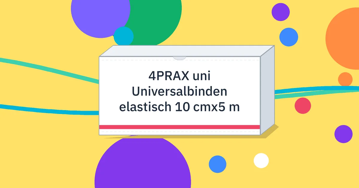 Symbolbild: Packung mit der Aufschrift 4PRAX uni Universalbinden elastisch 10 cmx5 m (PZN 20230469) – Verfügbarkeit und Bezug in Apotheken in Frankfurt am Main