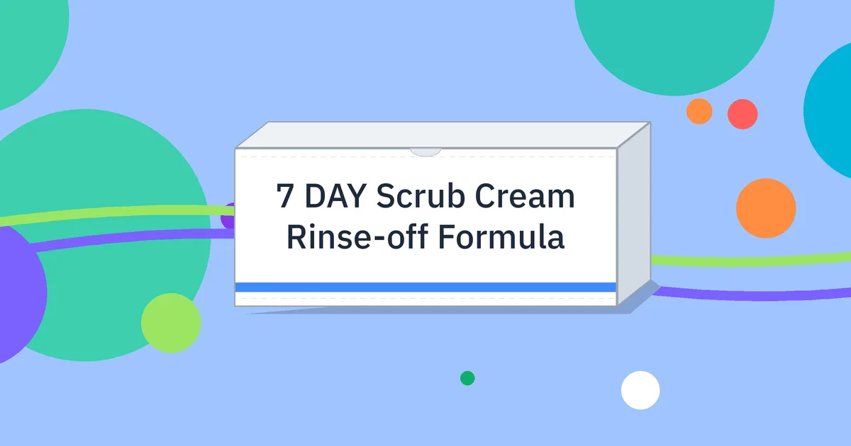 Symbolbild: Packung mit der Aufschrift 7 DAY Scrub Cream Rinse-off Formula (PZN 18893949) – Verfügbarkeit und Bezug in Apotheken in Frankfurt am Main