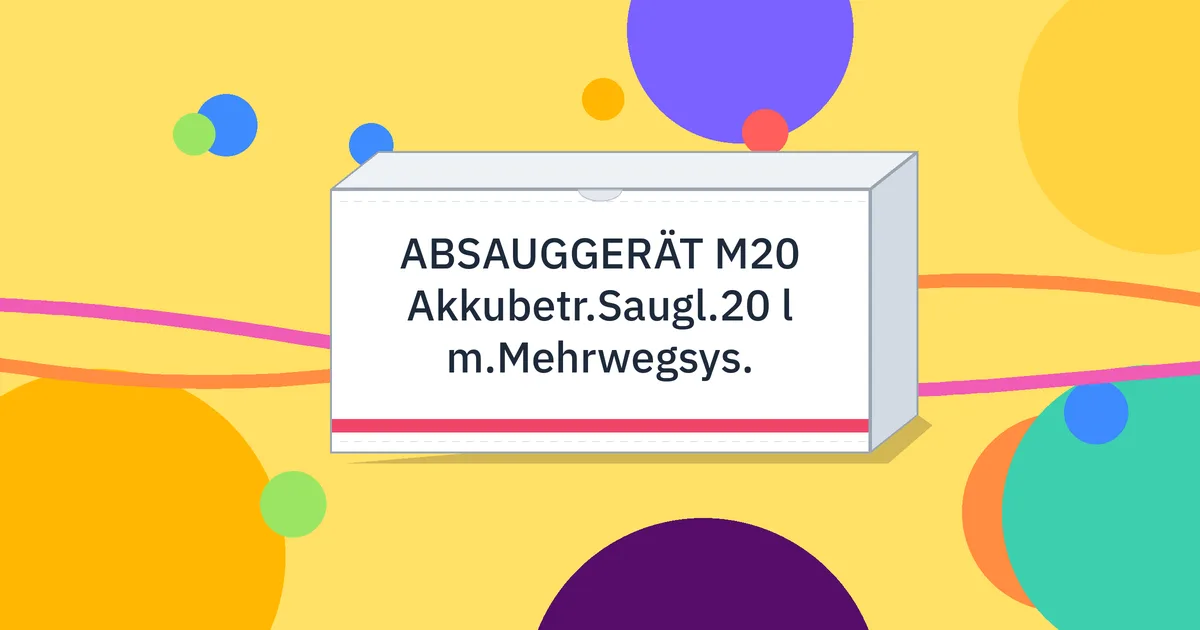 Symbolbild: Packung mit der Aufschrift ABSAUGGERÄT M20 Akkubetr.Saugl.20 l m.Mehrwegsys. (PZN 05134739) – Verfügbarkeit und Bezug in Apotheken in Frankfurt am Main